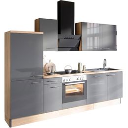 Optifit K&uuml;che &raquo;Klara&laquo; Breite 270 cm, wahlweise mit E-Ger&auml;ten grau B/H/T: 270cm x 60cm, ohne E-Ger&auml;te