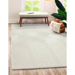 MERINOS Teppich &raquo;Sign 1904&laquo; rechteckig 12 mm H&ouml;he Hoch Tief Struktur, Geometrisch, 100% recyceltem Polyester, Wohnzimmer beige Polyester B : 80cm 1 