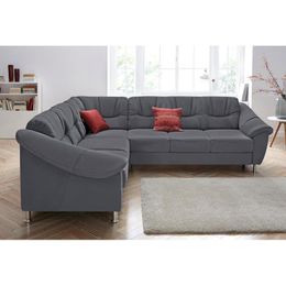 Sit & More sit&more Ecksofa &raquo;Salsa L-Form&laquo; mit Federkern, wahlweise mit Schlaffunktion grau Bedruckte Microfaser (100% Polyester);Luxus-Microfaser ALTARA NUBUCK 