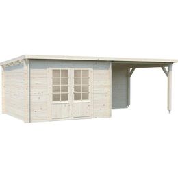 Palmako Gartenhaus &raquo;Ella&laquo; 8,7+8,2 m&sup2;, mit Anbaudach beige Massivholz ohne Fu&szlig;boden, ohne Dacheindeckung