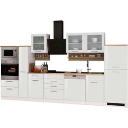 KOCHSTATION K&uuml;chenzeile &raquo;KS-Mailand&laquo; Breite 370 cm, mit E-Ger&auml;ten, MDF Fronten wei&szlig; B/H/T: 370cm x 200cm x 60cm