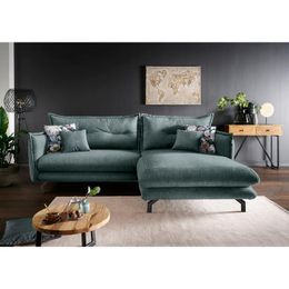 Home Affaire Ecksofa &raquo;Lazio modern und bequem, schmale Armlehnen, tolle Detailverarbeitung&laquo; Armlehnen verstellbar gr&uuml;n B/H/T: 255cm x 94cm x 180cm, 