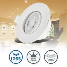 B.K.LICHT LED Einbauleuchte &raquo;6er Set Bad Einbaustrahler, IP65, Schwenkbare Deckenspots&laquo; LED-Modul 6 Stk. Warmwei&szlig; 3.000K, 480Lm, 4,9W, Kunststoff, 9 x 4,2 cm 