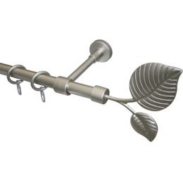 Garesa Gardinenstange &raquo;LEAF&laquo; &Oslash; 20 mm 1 l&auml;ufig-l&auml;ufig Wunschma&szlig;l&auml;nge Vorhanggarnitur, verl&auml;ngerbar, Wandmontage, mit Ringe wei&szlig; Kunststoff, Metall B/L: