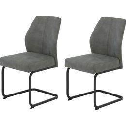 Freischwinger Hela, B:46cm H:92cm T:63cm, grau, Metall, Polyester, Stoff, St&uuml;hle, "NEPTUN, Esszimmerstuhl-Set", Federkern,140 kg