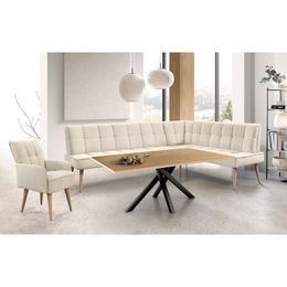 exxpo - sofa fashion Eckbank &raquo;Latte&laquo; moderne Sitz- und R&uuml;ckensteppung, bequem und elegant, hoher Holzfu&szlig; 94% PES, 6% NY B/H/T: 254cm x 95cm x 196cm, 