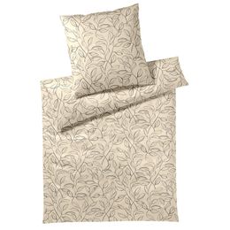 Elegante Bettw&auml;sche &raquo;Floral&laquo; 2 Stk. angenehmes Hautgef&uuml;hl beige Mako-Satin, Obermaterial: 100% Baumwolle B/L: 155cm x 220cm, 1 Stk., 1 Stk., Mako-Satin, B/L: 