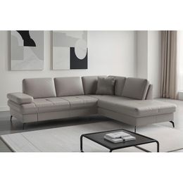 Sit & More sit&more Ecksofa &raquo;Morris Jubi, Ottomane, Breite 238 cm&laquo; mit Armteilfunktion, wahlweise mit Schlaffunktion grau B/H/T: 238cm x 83cm x 202cm, NaturLEDER