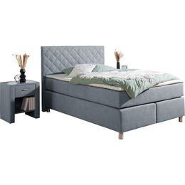 Home Affaire Boxspringbett &raquo;Bernard, in verschiedenen Breiten&laquo; inkl. Topper, Matratze in H2, H3 oder H4 erh&auml;ltlich blau Microfaser, Liegefl&auml;che B/L: 