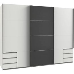 wimex Schwebet&uuml;renschrank &raquo;Valencia&laquo; mit Glaselementen und Schubk&auml;sten wei&szlig; Holzwerkstoff, Sicherheitsglas B/H/T: 270cm x 210cm x 65cm, Schubladen: 6 Stk. 