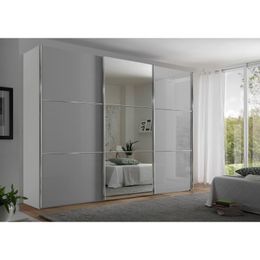 STAUD Schwebet&uuml;renschrank &raquo;Includo Glas, Made in Germany&laquo; grau Holzwerkstoff wei&szlig;, B/H/T: 280cm x 222cm x 68cm, T&uuml;ren: 3 Stk. Classic