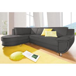 Trendmanufaktur Ecksofa &raquo;Rondo, zeitlos und elegant, bequem, L-Form&laquo; wahlweise mit Federkern, wahlweise mit Bettfunktion grau Softlux -Kunstleder;