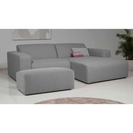 Inosign Ecksofa &raquo;Koa,228cm, L-Form, Modulsofa, Webstoff, Cord, Struktur, Chenille&laquo; Designsofa, Set, Hocker inklusive, weicher Lounge-Sitzkomfort grau 