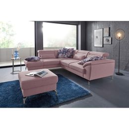 Sit & More sit&more Ecksofa &raquo;Percy L-Form&laquo; 12 cm Fu&szlig;h&ouml;he, Sitztiefenverstellung, wahlweise in 2 Fu&szlig;farben rosa B/H/T: 270cm x 235cm, Feinstruktur, Ottomane links
