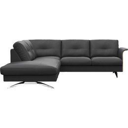 FLEXLUX Ecksofa &raquo;Glow, super bequem durch hochwertigem Sitzaufbau mit Federkern, L-Form&laquo; Modernes skandinavisches Design schwarz 100% Echteder B/H/T: 