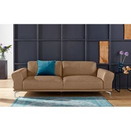 W.Schillig 2,5-Sitzer &raquo;montanaa bequem, Federkernunterfederung, elegant & edel&laquo; mit Metallf&uuml;&szlig;en in Chrom gl&auml;nzend, Breite 232 cm braun B/H/T: 232cm x 