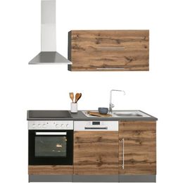 KOCHSTATION K&uuml;chenzeile &raquo;KS-Samos&laquo; Breite 170 cm, wahlweise mit E-Ger&auml;ten, mit Arbeitsplatte braun B/H/T: 170cm x 200cm x 60cm, ohne E-Ger&auml;te