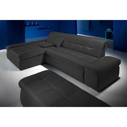 Home Affaire Ecksofa &raquo;ESRA, zeitlos und elegant. Breite 300cm, L-Form&laquo; wahlweise mit Armlehn- und Bettfunktion grau B/H/T: 300cm x 80cm x 122cm, 