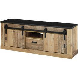 Home Affaire Lowboard &raquo;Sherwood, TV-Unterteil im Industrial-Style, Kommode, TV-Schrank&laquo; Scheunentorbeschlag & Apothekergriff, in 2 Farben & Gr&ouml;&szlig;en 
