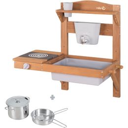 Roba Outdoor-Spielk&uuml;che &raquo;Matschk&uuml;che zum H&auml;ngen, teakholzfarben lasiert, aus Holz&laquo; braun Holz Einheitsgr&ouml;&szlig;e