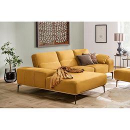W.Schillig Ecksofa &raquo;run, Designsofa mit tollem Sitzkomfort, bequem, L-Form&laquo; mit Holzsockel, F&uuml;&szlig;e in Bronze pulverbeschichtet, Breite 279 cm gelb 