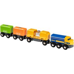Brio Spielzeug-Eisenbahn &raquo;G&uuml;terzug mit drei Waggons&laquo; bunt Einheitsgr&ouml;&szlig;e Spielzeug-Eisenbahn