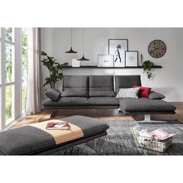 W.Schillig Ecksofa &raquo;broadway, Designsofa mit tollem Sitzkomfort, L-Form&laquo; Sitztiefenverstellung, Kopfteil- & Seitenteilverstellung, Breite 291cm grau 