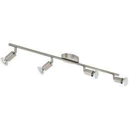 Eglo Deckenleuchte &raquo;Buzz-LED Deckenleuchte, Deckenstrahler aus Metall, K&uuml;chenlampe, GU10&laquo; GU10 1 Stk. Spot - L68,5 x B6,5 cm - nickel-matt - 4X2,8W 