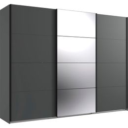 wimex Schwebet&uuml;renschrank &raquo;Norderstedt&laquo; INKLUSIVE 2 Stoffboxen und 2 zus&auml;tzliche Einlegeb&ouml;den, mit Spiegel grau Holzwerkstoff Graphit, B/H/T: 270cm x 210cm 