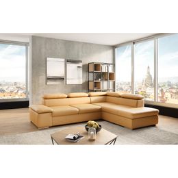 Sit & More sit&more Ecksofa &raquo;Valantine L-Form, B: 272 cm&laquo; mit Arm- & Kopfteilverstellung, optional mit Schlaffunktion gelb NaturLEDER ;Spannstoff B/H/T: 272cm x 
