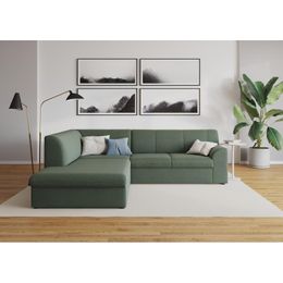DOMO collection Ecksofa &raquo;Topper zeitlos elegant, kompakte Stellma&szlig;eL-Form&laquo; mit Ottomane, wahlweise mit Schlaffunktion gr&uuml;n B/H/T: 237cm x 78cm x 200cm
