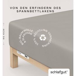 Schlafgut Spannbettlaken &raquo;PURE BOXSPRING Bio-Baumwolle mit Elasthan, 170 g/m&sup2;, Bettlaken&laquo; PREMIUM Boxspringbett Laken bis 40 cm H&ouml;he, dehnbar blickdicht, straff