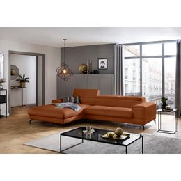W.Schillig Ecksofa &raquo;piedroo, Designsofa mit tollem Sitzkomfort, L-Form&laquo; Kopfteilverstellung, wahlweise mit Sitztiefenverstellung, Breite 303cm braun 