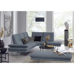 W.Schillig Ecksofa &raquo;broadway, Designsofa, mit tollem Sitzkomfort, L-Form&laquo; Sitztiefenverstellung, Kopfteil- & Seitenteilverstellung, Breite 284cm blau 
