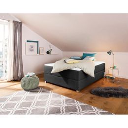 Home Affaire Boxbett &raquo;Alexis&laquo; ohne Kopfteil - ideal f&uuml;r R&auml;ume mit Dachschr&auml;gen; in 4 Breiten grau Struktur fein (100% Polyester) Struktur fein, 
