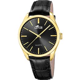Lotus Herren Quarzuhr "Minimalist for him"schwarz, schwarz, goldfarben, Armbanduhren, Armbanduhr, Herrenuhr, Lederarmband, analog