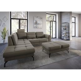 Sit & More sit&more Ecksofa &raquo;Bendigo L-Form&laquo; inklusive Sitztiefenverstellung, Bodenfreiheit 15 cm, in 2 Fu&szlig;farben braun B/H/T: 258cm x 87cm x 226cm, NaturLEDER ,