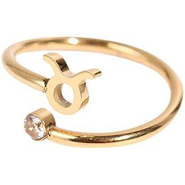 Firetti Damen Fingerring &raquo;Schmuck Geschenk Damenring Sternzeichen&laquo; Made in Germany - mit Zirkonia (synth.) gold 5 g, Stier, Edelstahl, 1,2mm
