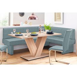 Home Affaire Eckbank &raquo;Nils&laquo; Sitz und R&uuml;cken gepolstert, verschiedene Qualit&auml;ten blau Holzwerkstoff, Massivholz, Polyester B/H/T: 222cm x 89cm x 162cm,