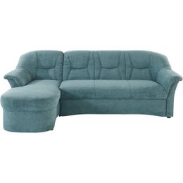 DOMO collection Ecksofa &raquo;SARAFINA 232x146 cm, auch mit Federkern f&uuml;r noch mehr Sitzkomfort!&laquo; whlw. mit Bettfunktion, L-Form blau Luxus-Microfaser (92%