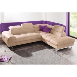 COTTA Ecksofa &raquo;Chef L-Form&laquo; mit Kopfteilverstellung, edle Metallkufen, optional Schlaffunktion beige Luxus-Microfaser (100% Polyester);Kunstleder 