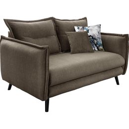 Home Affaire 2-Sitzer &raquo;Lazio, 162 cm breit, modern und bequem&laquo; Velours, Kissen: Microfaser, inkl. R&uuml;cken- und Zierkissen braun 100% Polyester;