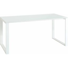 Germania Schreibtisch &raquo;GW-Monteria&laquo; mit Glasauflage, Metallkufen, Breite 160 cm, Made in Germany wei&szlig; B/H/T: 160cm x 75cm x 80cm