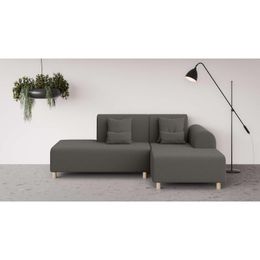 OTTO home Ecksofa &raquo;Suyala&laquo; L-Form mit Hocker grau 100% Polyester B/H/T: 258cm x 85cm x 168cm, Struktur, Recamiere rechts, ohne Hocker