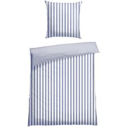 Schiesser Wendebettw&auml;sche &raquo;Marie aus weicher Baumwolle und Streifen Allover&laquo; 2 Stk. MADE IN GREEN by OEKO-TEX blau Renforc&eacute;, Obermaterial: 100% Baumwolle B/L: 