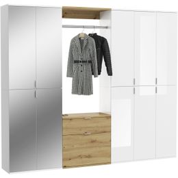 Garderoben-Set Home Affaire, B:213cm H:193cm T:34cm, braun, Holzwerkstoff, Flur, Kastenm&ouml;bel-Sets, "TRONDHEIM, 6-teilig, Breite 213cm, individuell