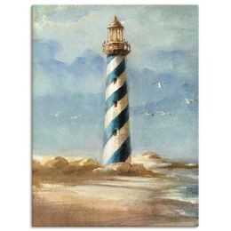 Artland Leinwandbild &raquo;Leuchtturm I&laquo; Geb&auml;ude 1 Stk. tlg. auf Holzrahmen gespannt blau Leinwand B/H/T: 45cm x 60cm, Leinwandbild Geb&auml;ude Hochformat, 1 Stk.