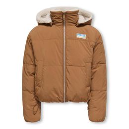 Kids Only M&auml;dchen KIDS Only Wendejacke &raquo;KOGMARIA REVERSIBLE PUFFER JACKET OTW&laquo; mit Kapuze als Pl&uuml;schjacke oder Steppjacke tragbar braun 140