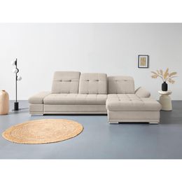 COTTA Ecksofa &raquo;Holiday L-Form mit Sitztiefen-, Armteil- und Kopfteilverstellung&laquo; wahlweise mit Schlaffunktion & Bettkasten beige 100% Polyester B/H/T: