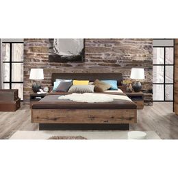 FORTE Bett &raquo;Jacky, Belastbarkeit 250 kg, Stauraum&laquo; Liegefl&auml;che 180x200cm, Polsterkopfteil und integrierte Bettbank aus FSC-Holzwerkstoff braun 
